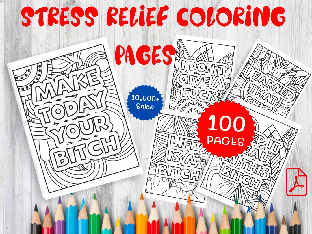 100 Swear Word Coloring Pages for Adults Digital Print Funny Coloring ...