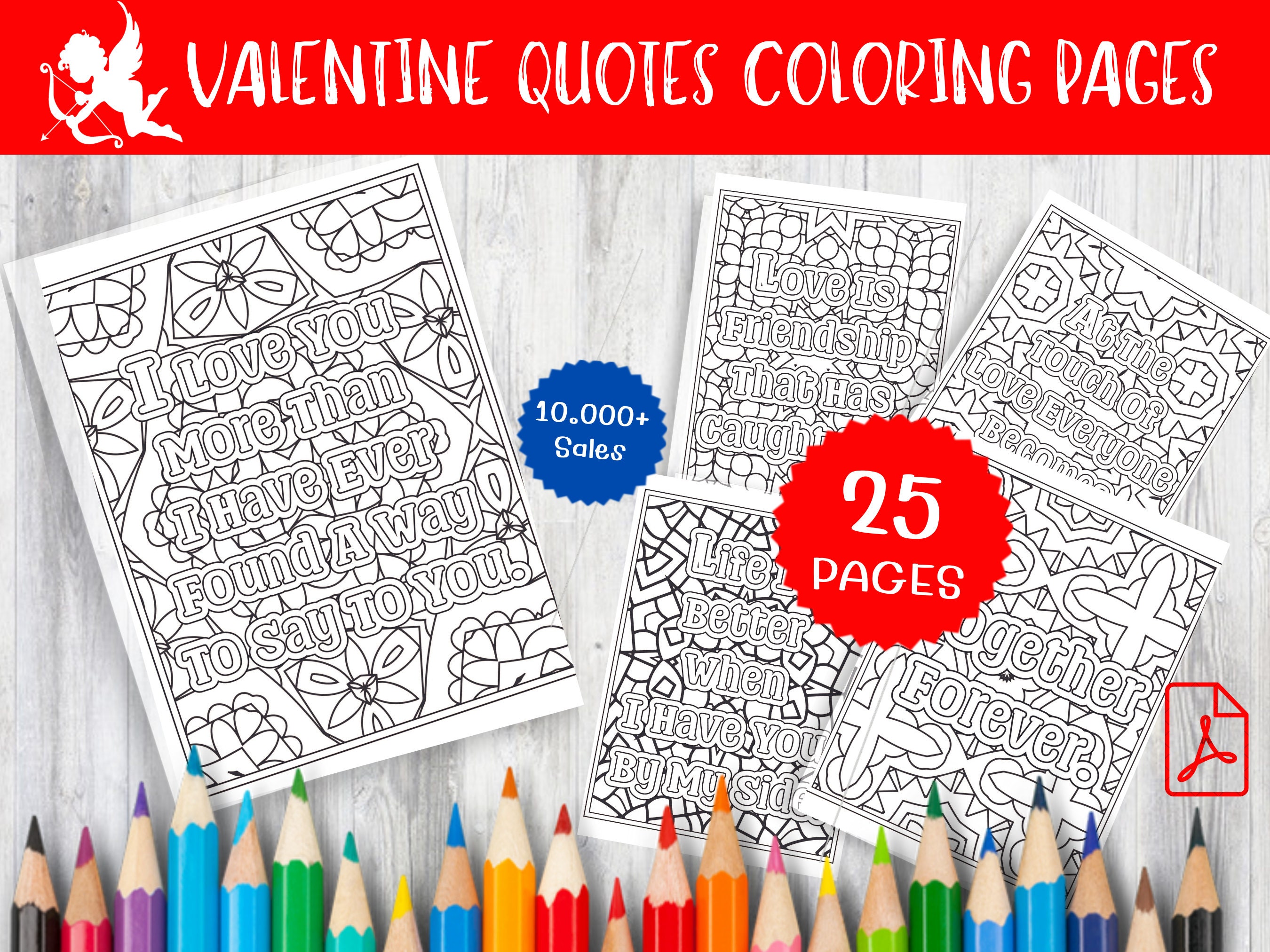 Valentine Quotes Coloring Pages - Printable Love Sayings for Adult ...