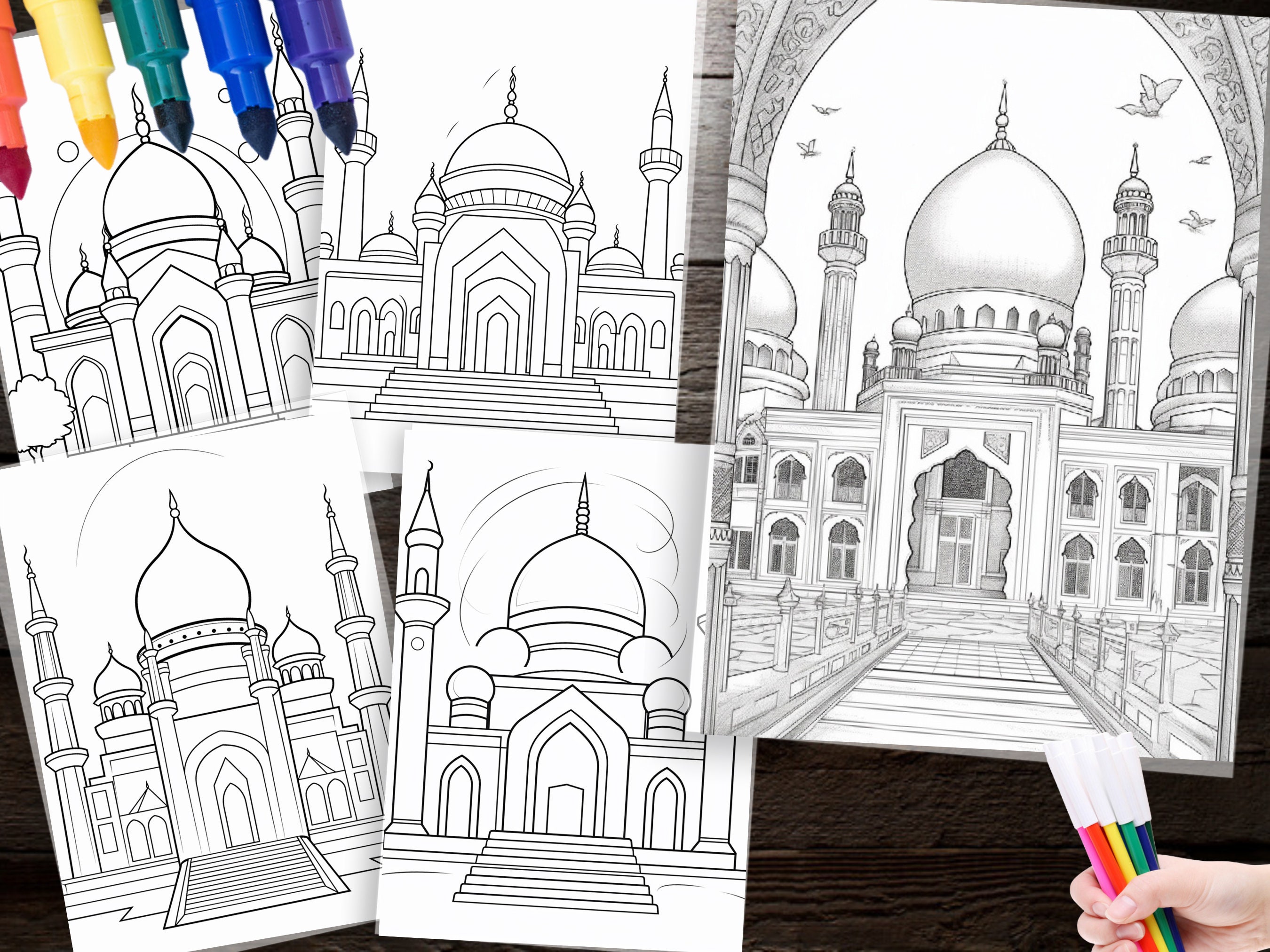 140 Mosque Coloring Pages for All Ages Intricate Designs, Printable ...
