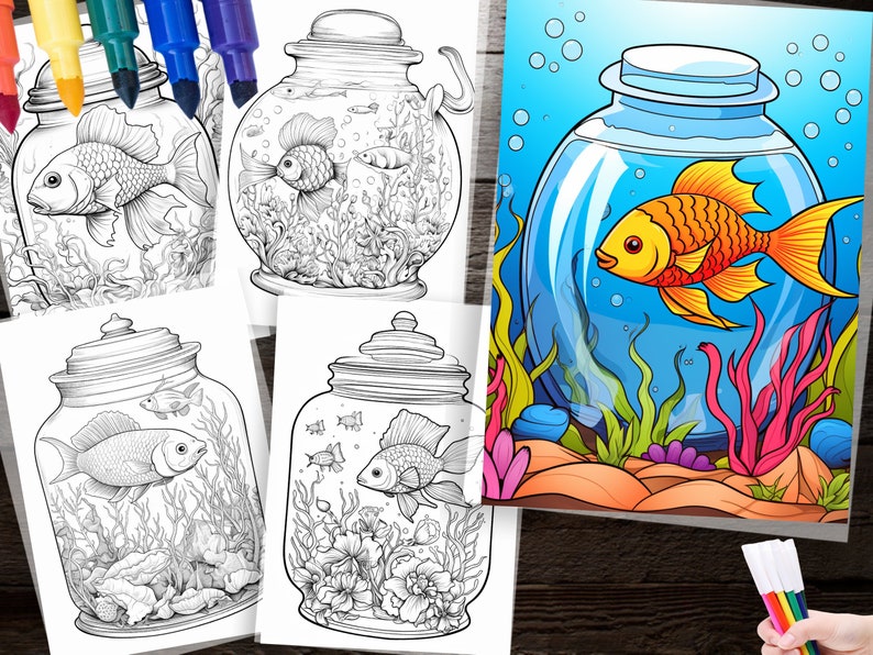 160 Aquarium Fish Coloring Page for Relaxation & Creativity Printable ...