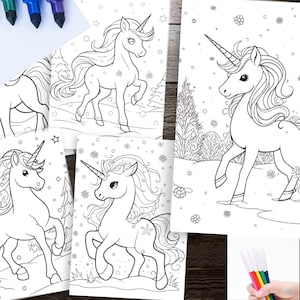 120 Merry Christmas Unicorn Coloring Pages for Kids, Winter Coloring ...