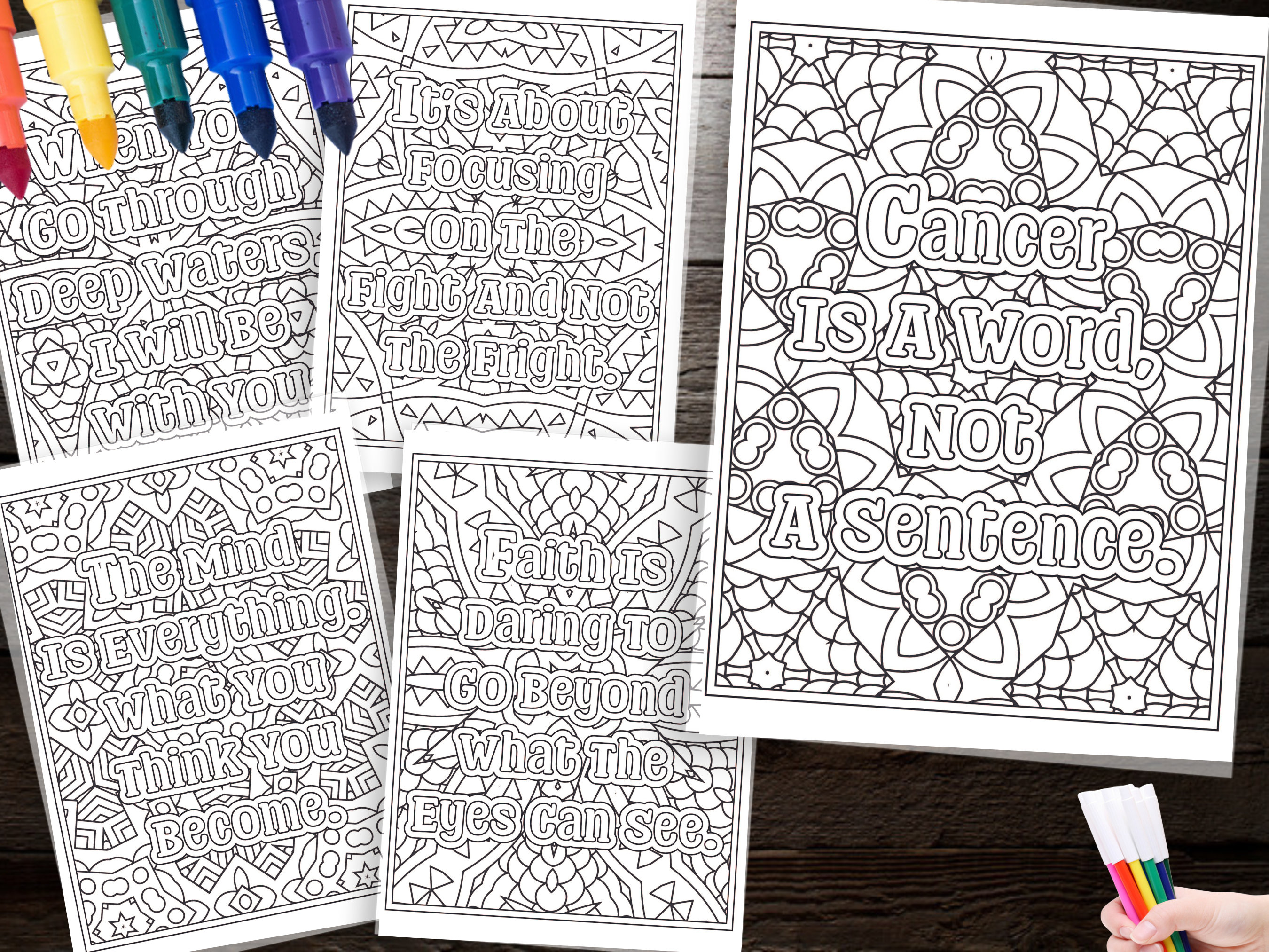 Inspiring Cancer Quotes Coloring Pages for Empowerment and Healing ...
