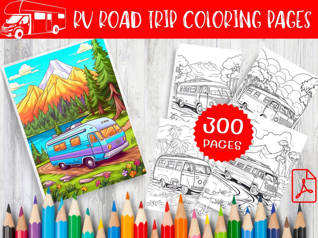 300 RV Road Trip Coloring Pages - Adventure Awaits! Printable and ...