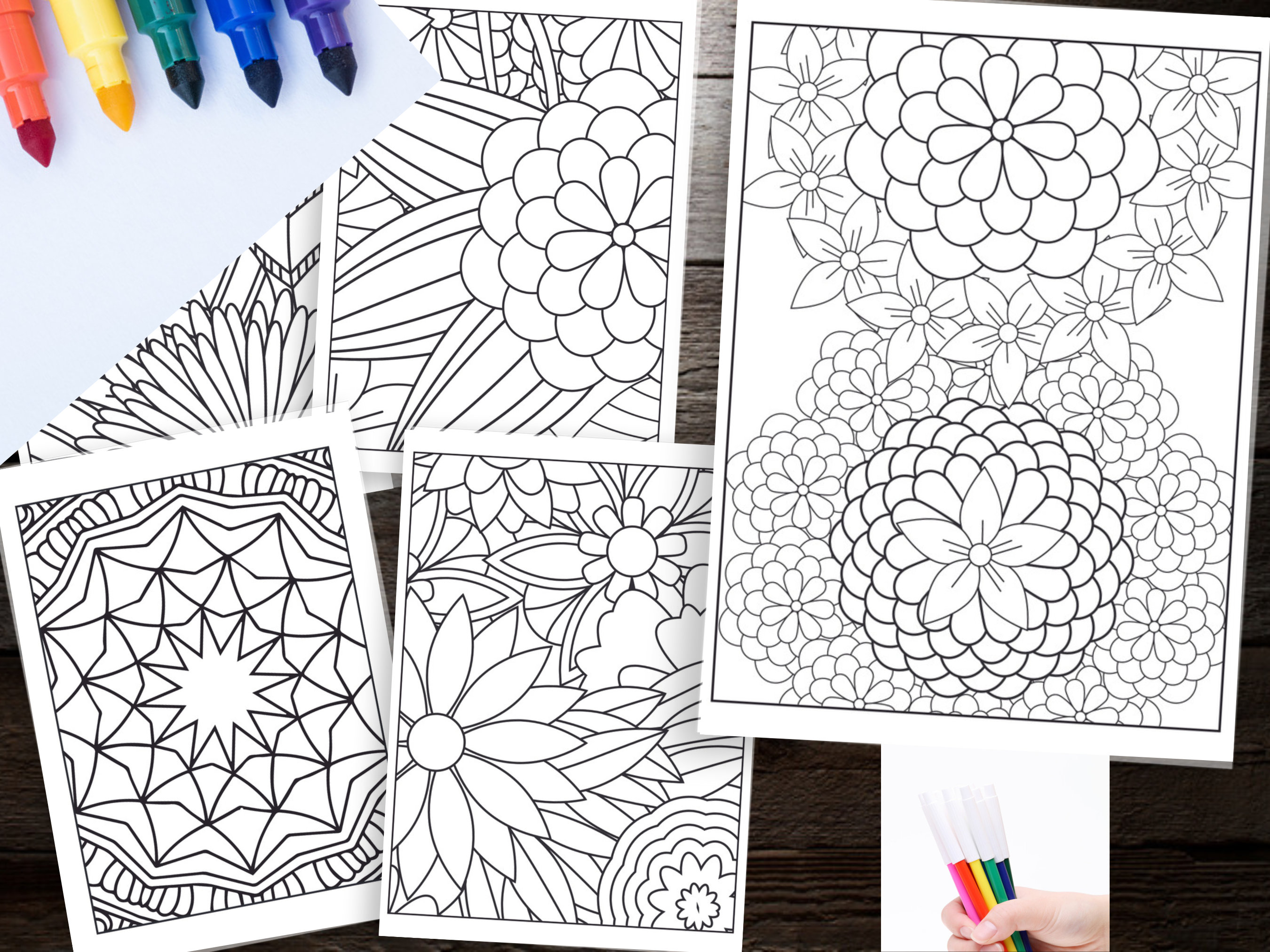 240 Floral Coloring Pages Bundle Flower Coloring Sheets Instant ...