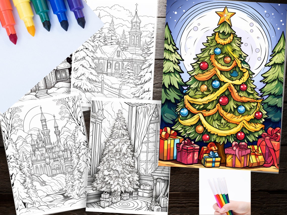 200 Christmas Coloring Pages for Kids and Adults , Printable Coloring ...