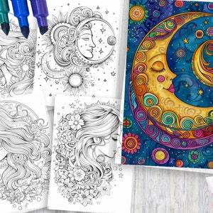 140 Boho Chic Moon Coloring Pages - Mystical Celestial Art for ...