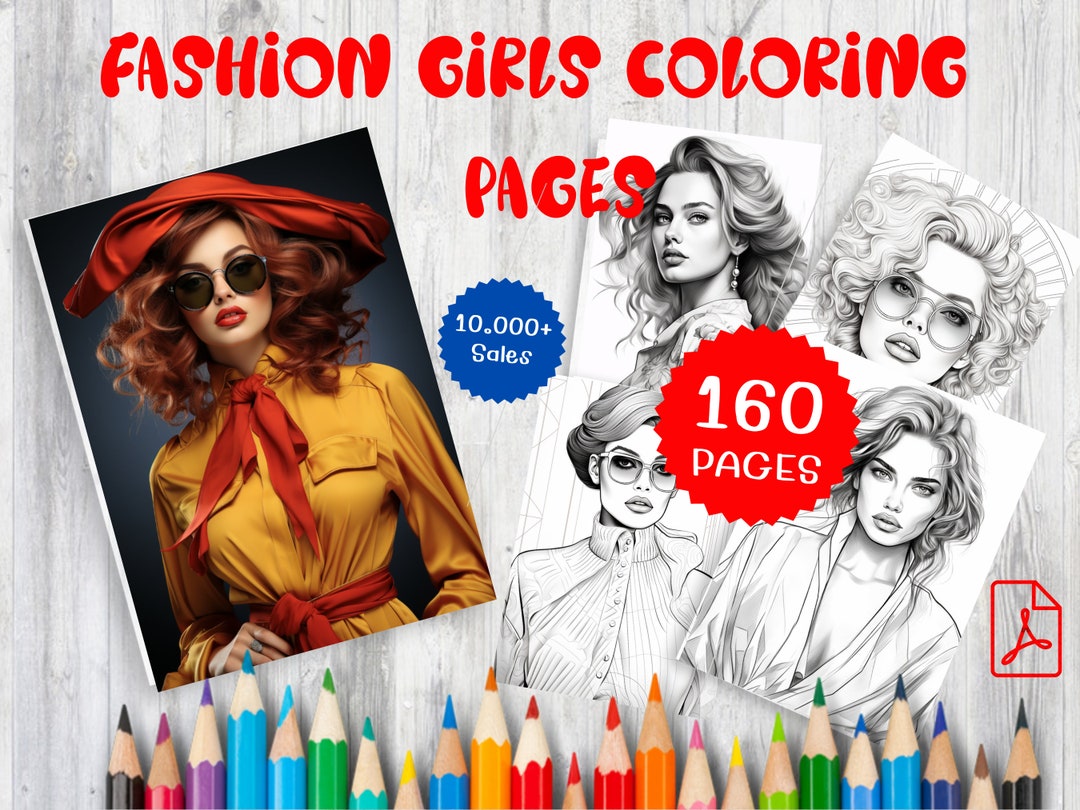 160 Fashion Girls Coloring Pages - Printable Fashion Illustrations for ...