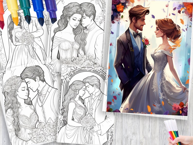 170 Wedding Couple Coloring Pages Romantic Bride and Groom ...
