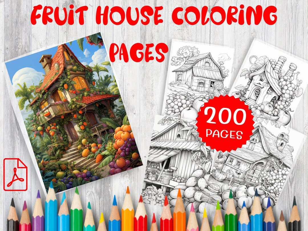 Fruit House Coloring Pages – 200 Fun Designs for All Ages (printable ...