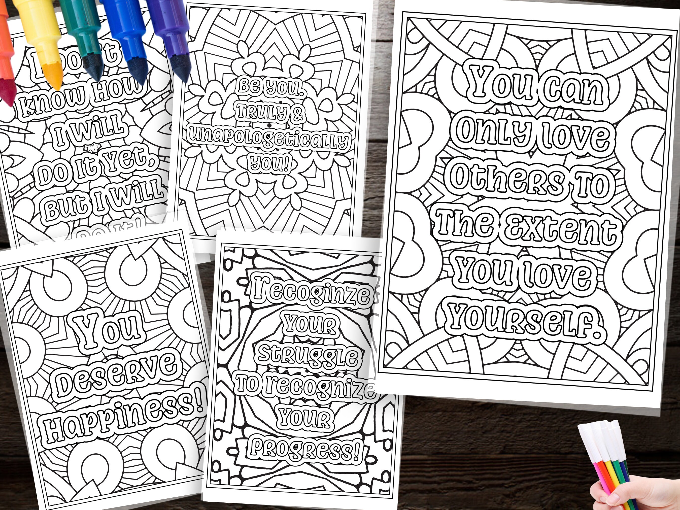 Positive Vibes Coloring Pages - Relaxing Adult Coloring Book for ...