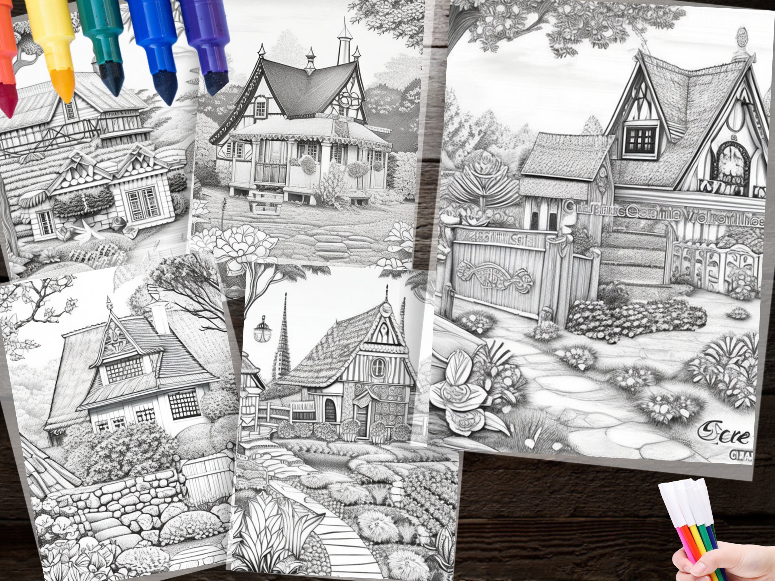 280 Fantasy Village Coloring Pages Printable Digital Download for ...