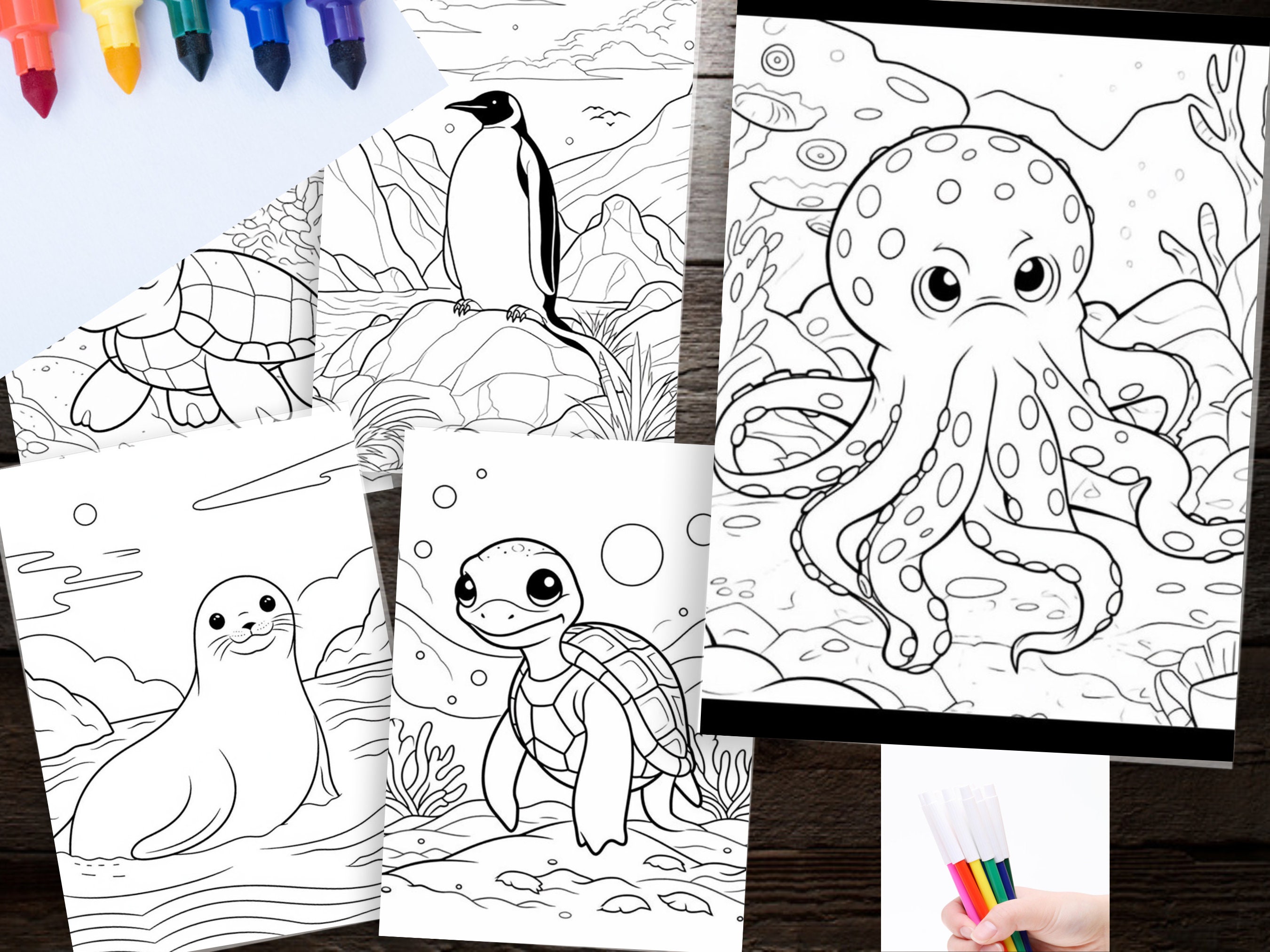 220 Sea Animals Coloring Pages for Kids and Adults Ocean Life Printable ...