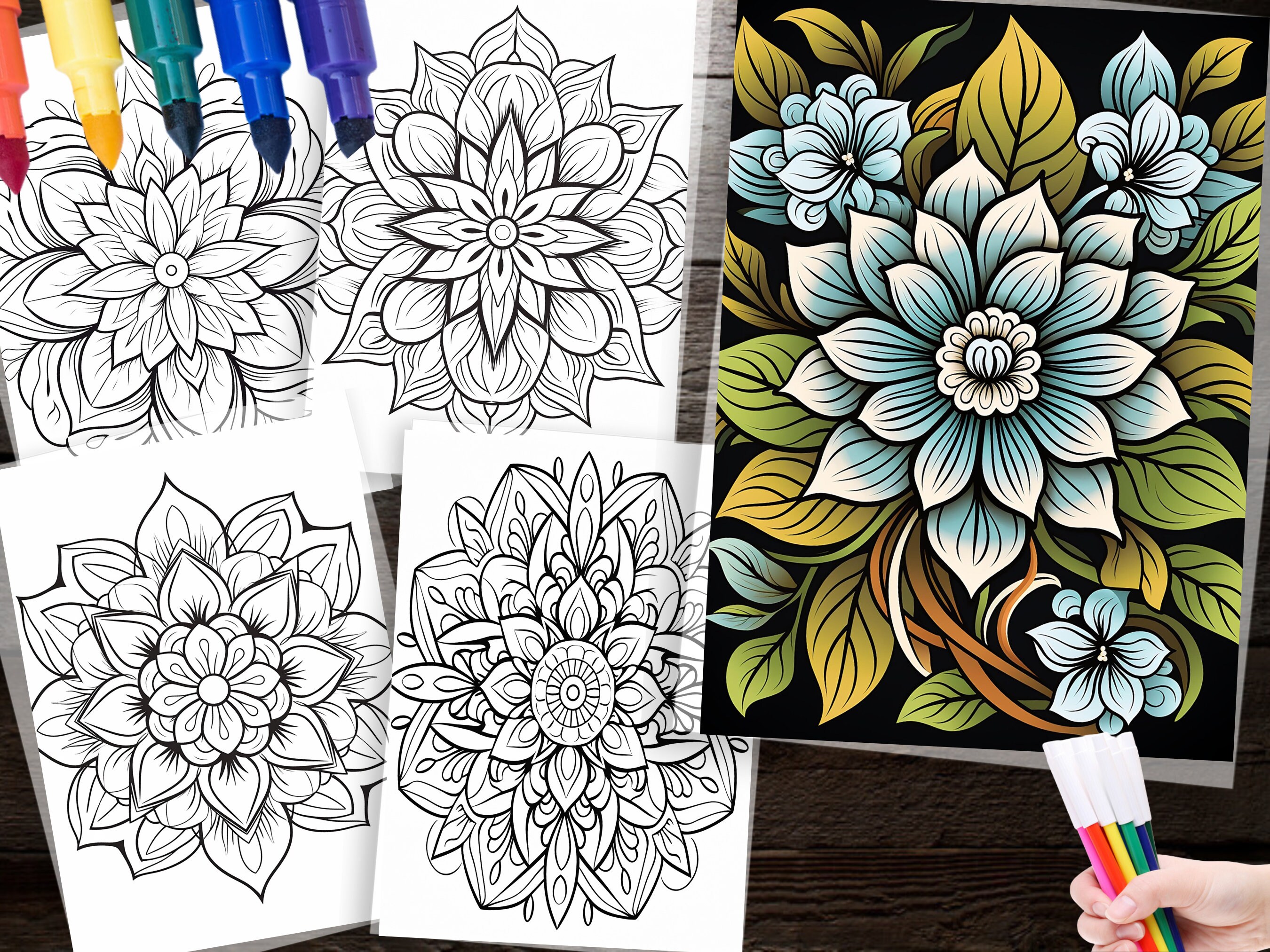 100 Floral Mandala Coloring Page Intricate Design for Relaxation ...