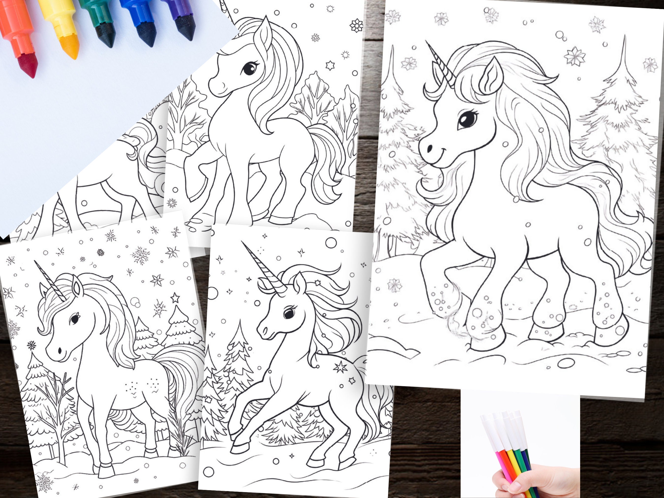 120 Merry Christmas Unicorn Coloring Pages for Kids, Winter Coloring ...