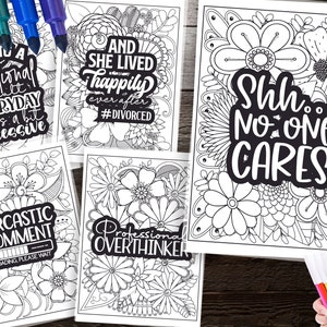 100 Funny Quotes Coloring Pages - Instant Digital Download for ...