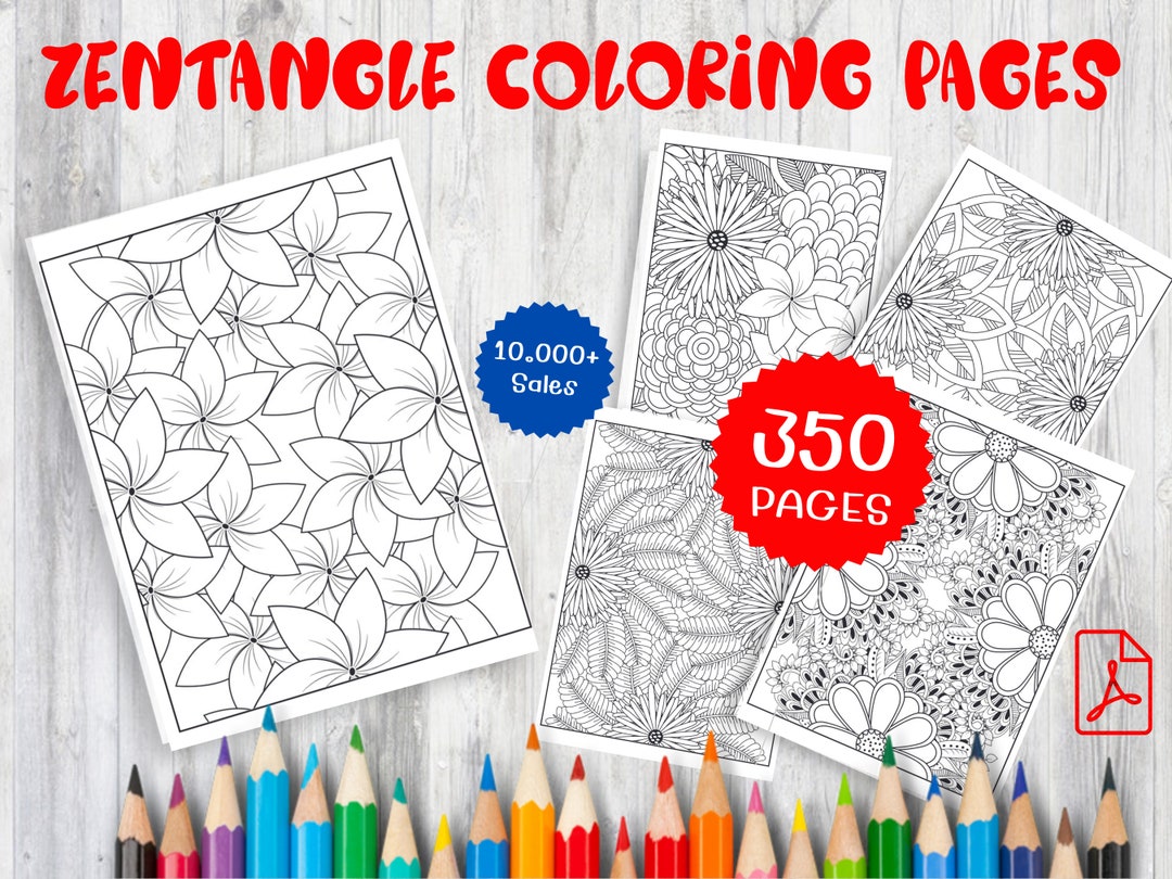 350 Zentangle Mandala Coloring Pages – Floral Patterns (printable PDF ...