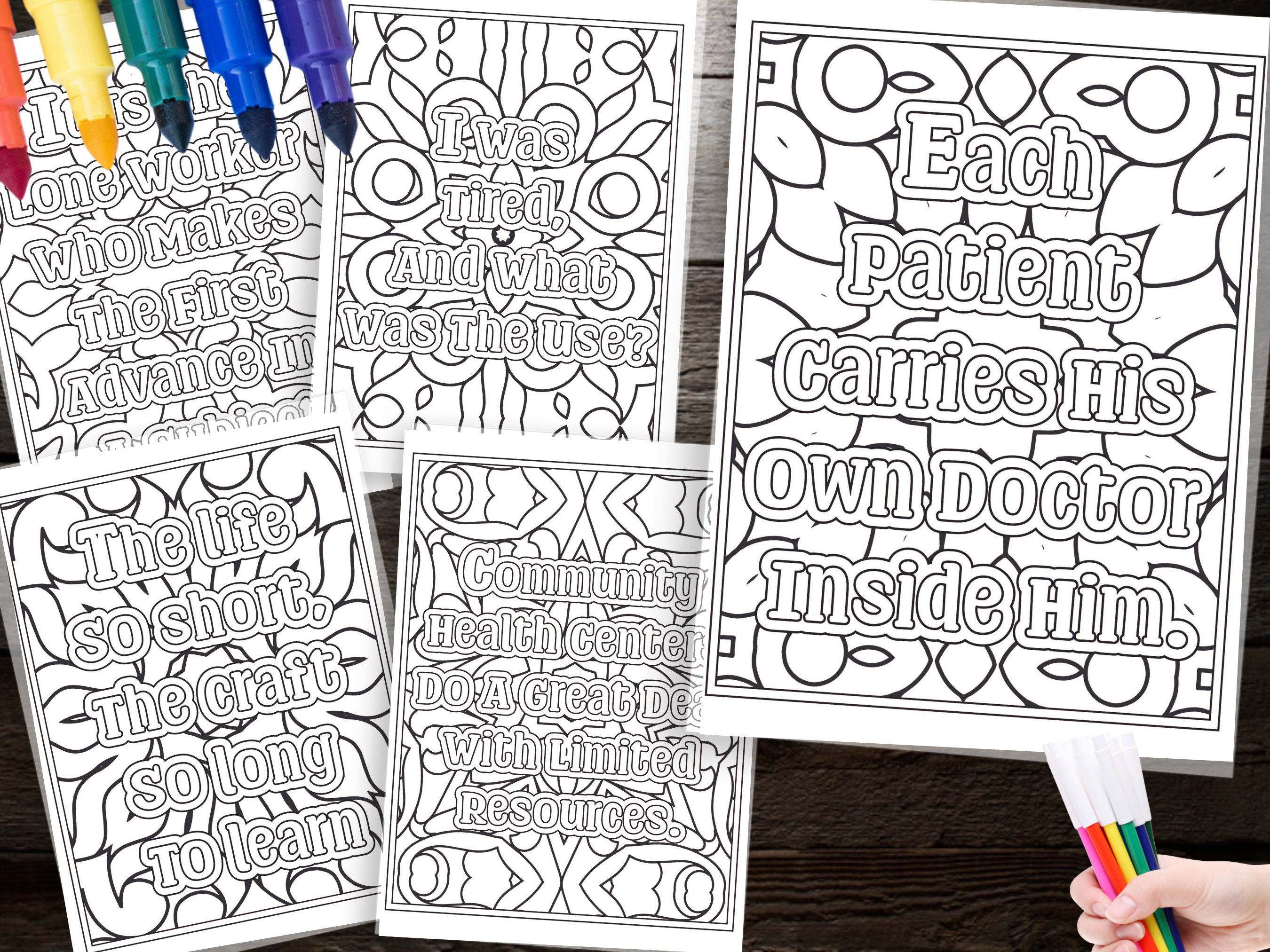 Doctor Quotes Coloring Page for Adult Printable Medical-themed Designs ...
