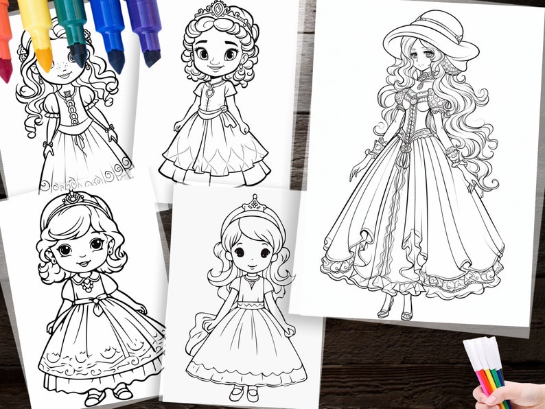 50 Cute Princess Coloring Page Beautiful Illustration for Kids Creative ...