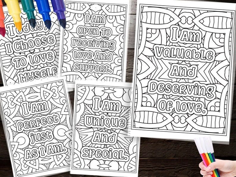 Self Love Affirmation Quotes Coloring Pages - Empower With Self-love ...
