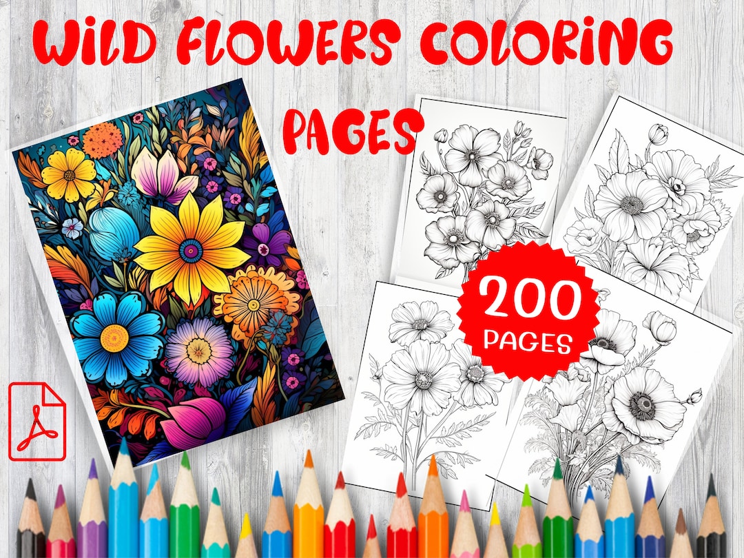 200 Wild Flowers Coloring Pages, Nature's Beauty | Floral Designs for ...