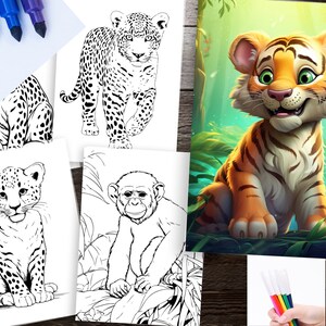 220 Wild Animals Coloring Pages for Kids - Digital Download, PDF ...