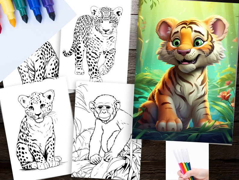 220 Wild Animals Coloring Pages for Kids - Digital Download, PDF ...