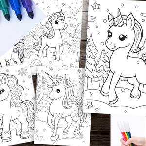 120 Merry Christmas Unicorn Coloring Pages, Winter Activity (digital ...