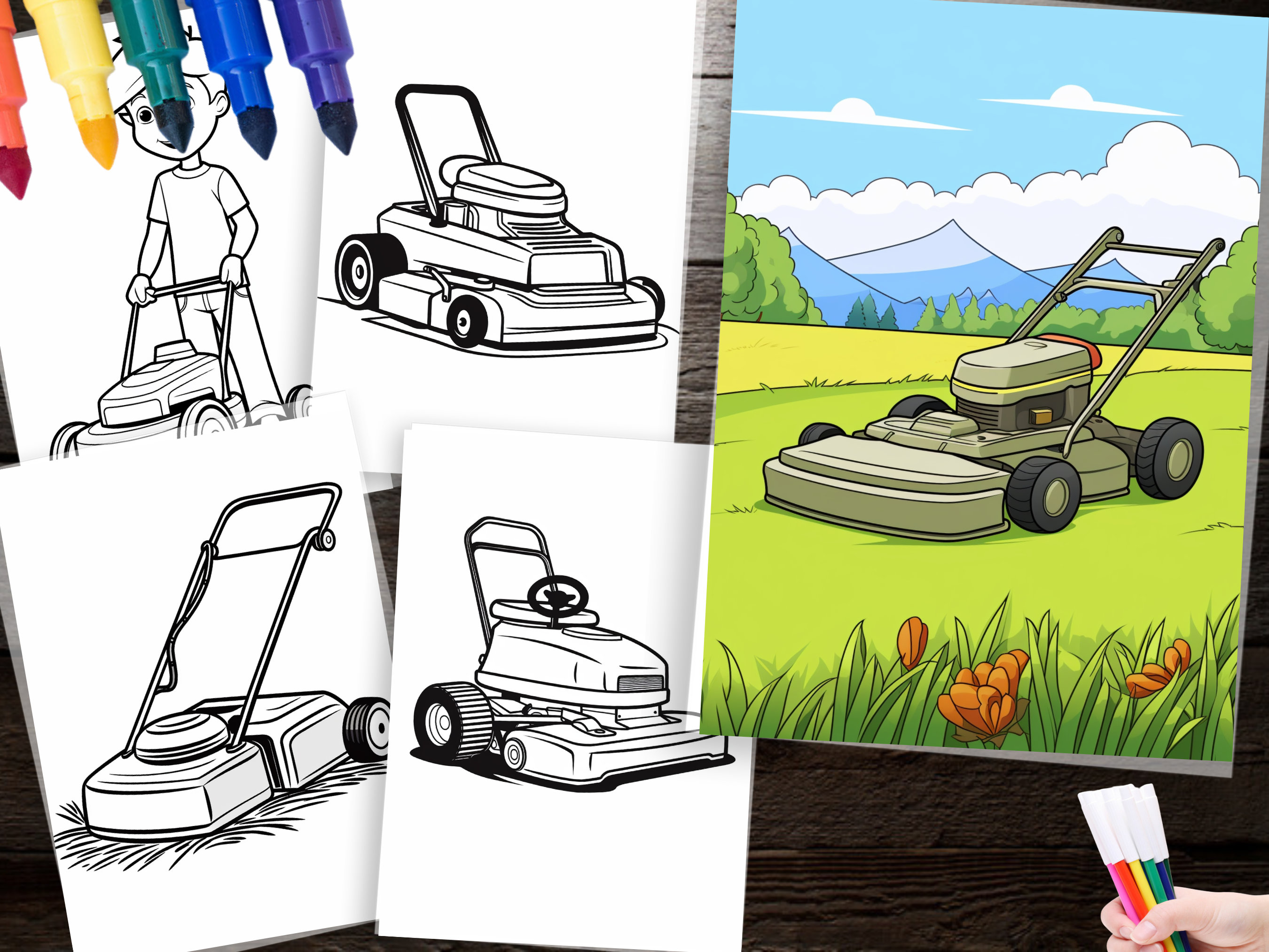 150 Lawn Mower Coloring Pages for Kids & Adults (instant Download PDF ...