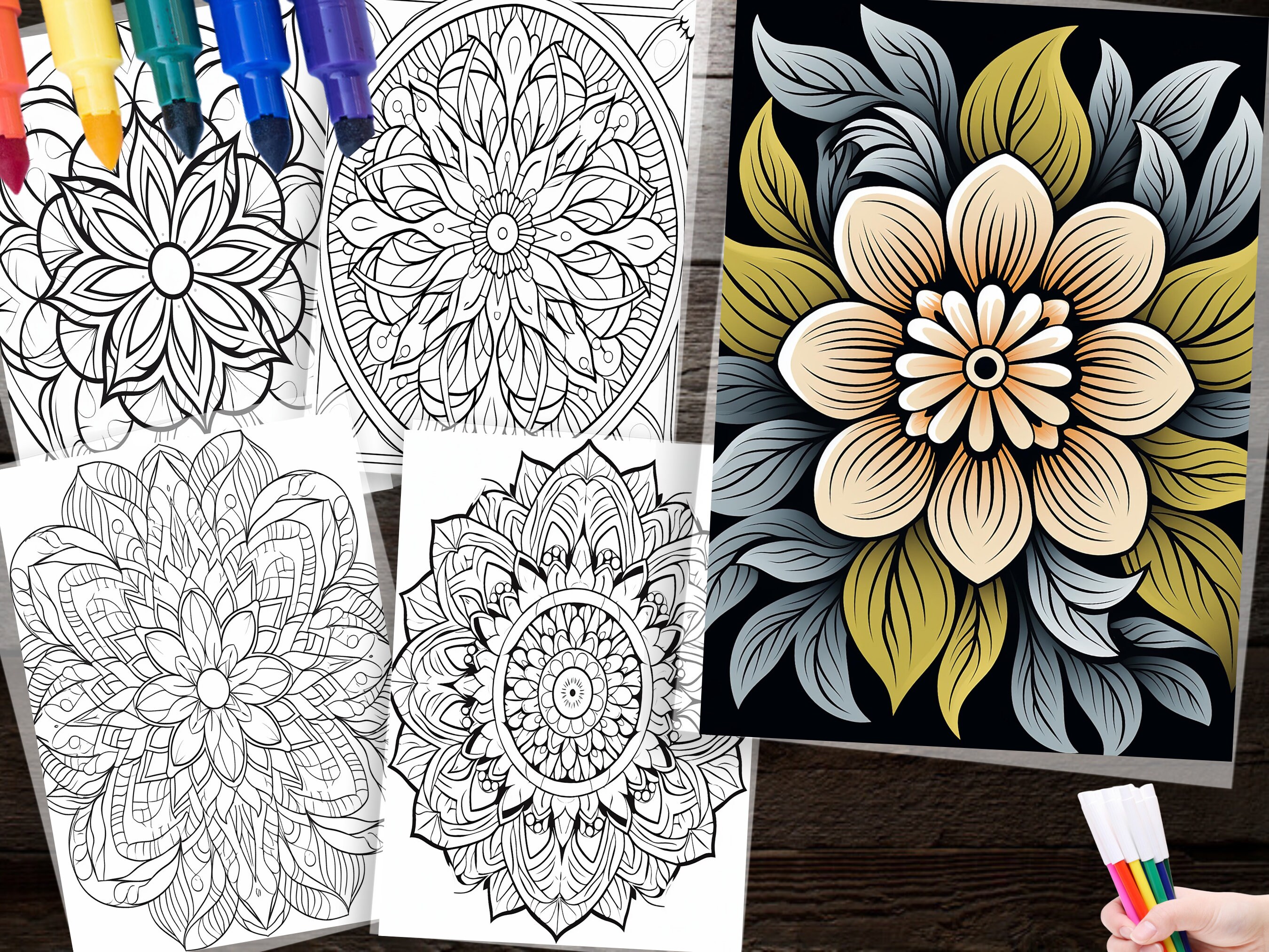 100 Floral Mandala Coloring Page Intricate Design for Relaxation ...