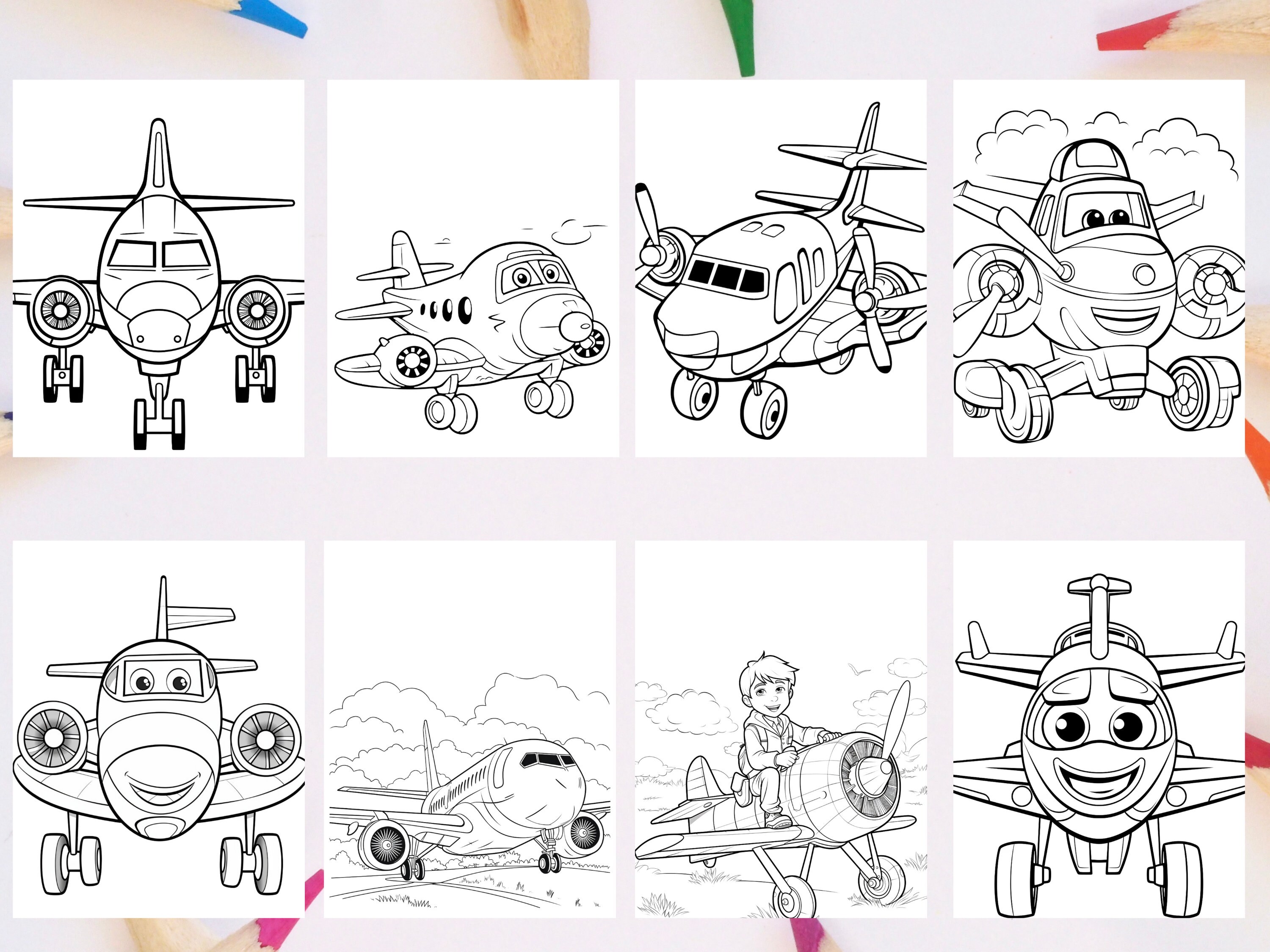 140 Airplane Coloring Pageskids Coloring Aviation Airplane - Etsy