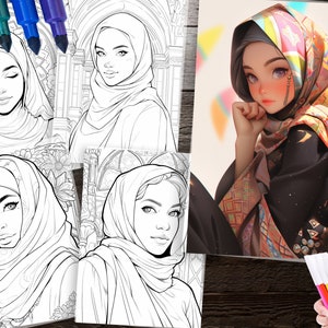 Muslim Women Hijab Coloring Pages – 200 Unique Islamic Art Designs (PDF ...