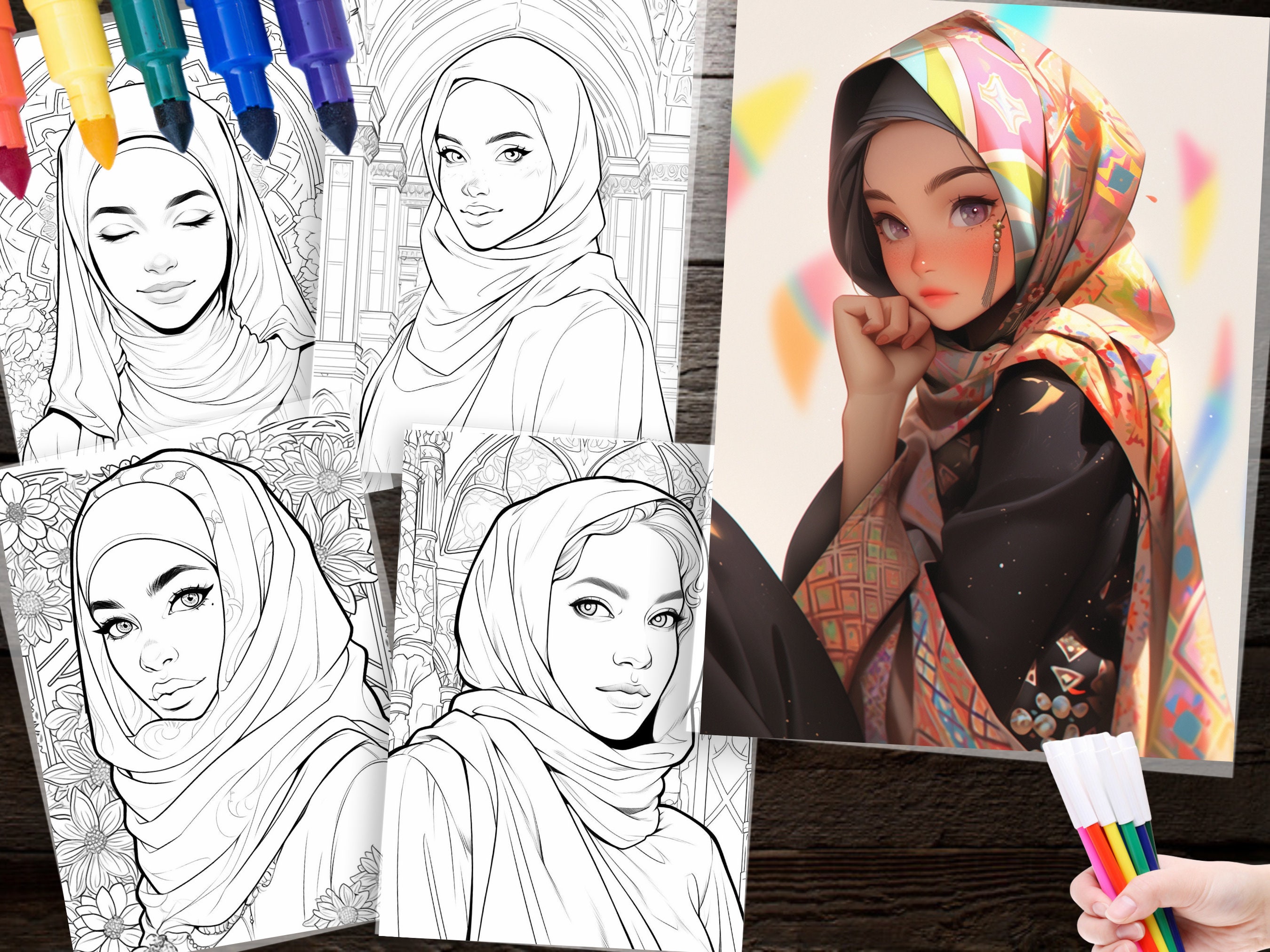 200 Muslims Hijab Coloring Pages for Muslim Women - Unique Islamic Art ...