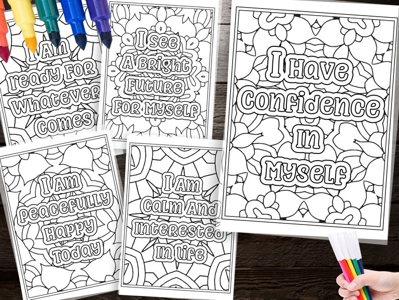 Positive Affirmation Coloring Pages for Mindful Relaxation ...