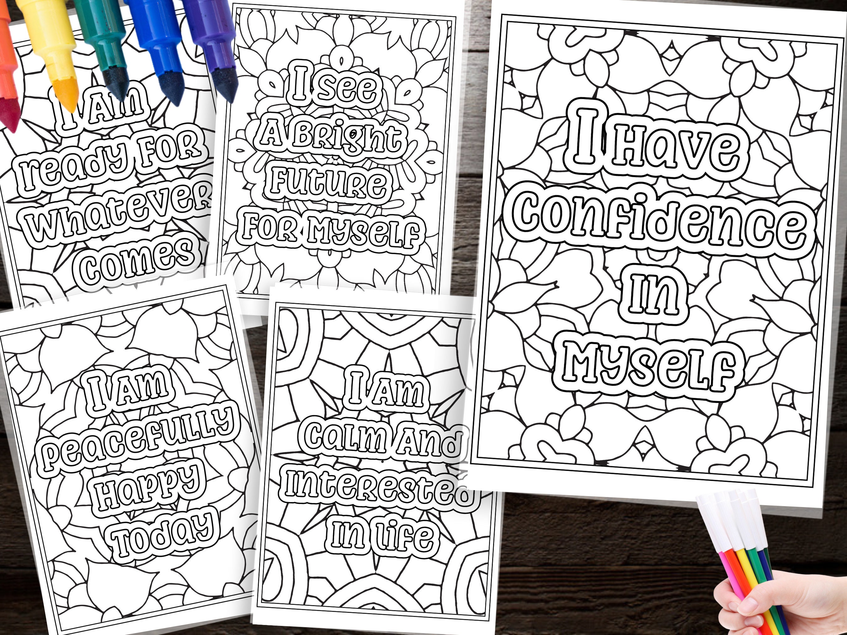 Positive Affirmation Coloring Pages for Mindful Relaxation ...