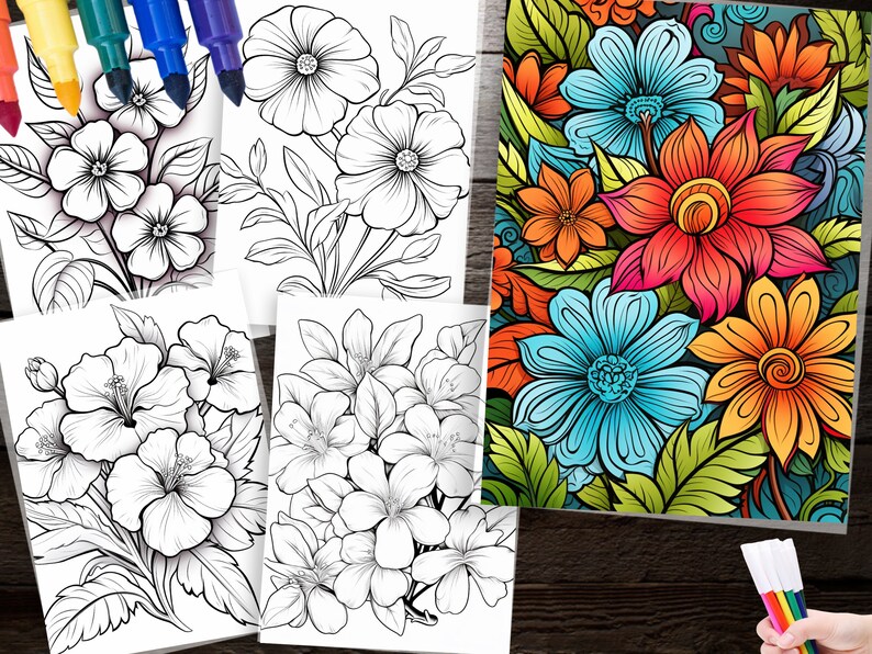 200 Wildflower Coloring Pages - Floral Art for Relaxation (PDF Pattern ...