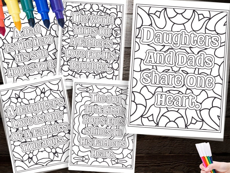 Father Quotes Coloring Pages, Relaxing Adult Coloring Book for Dads ...