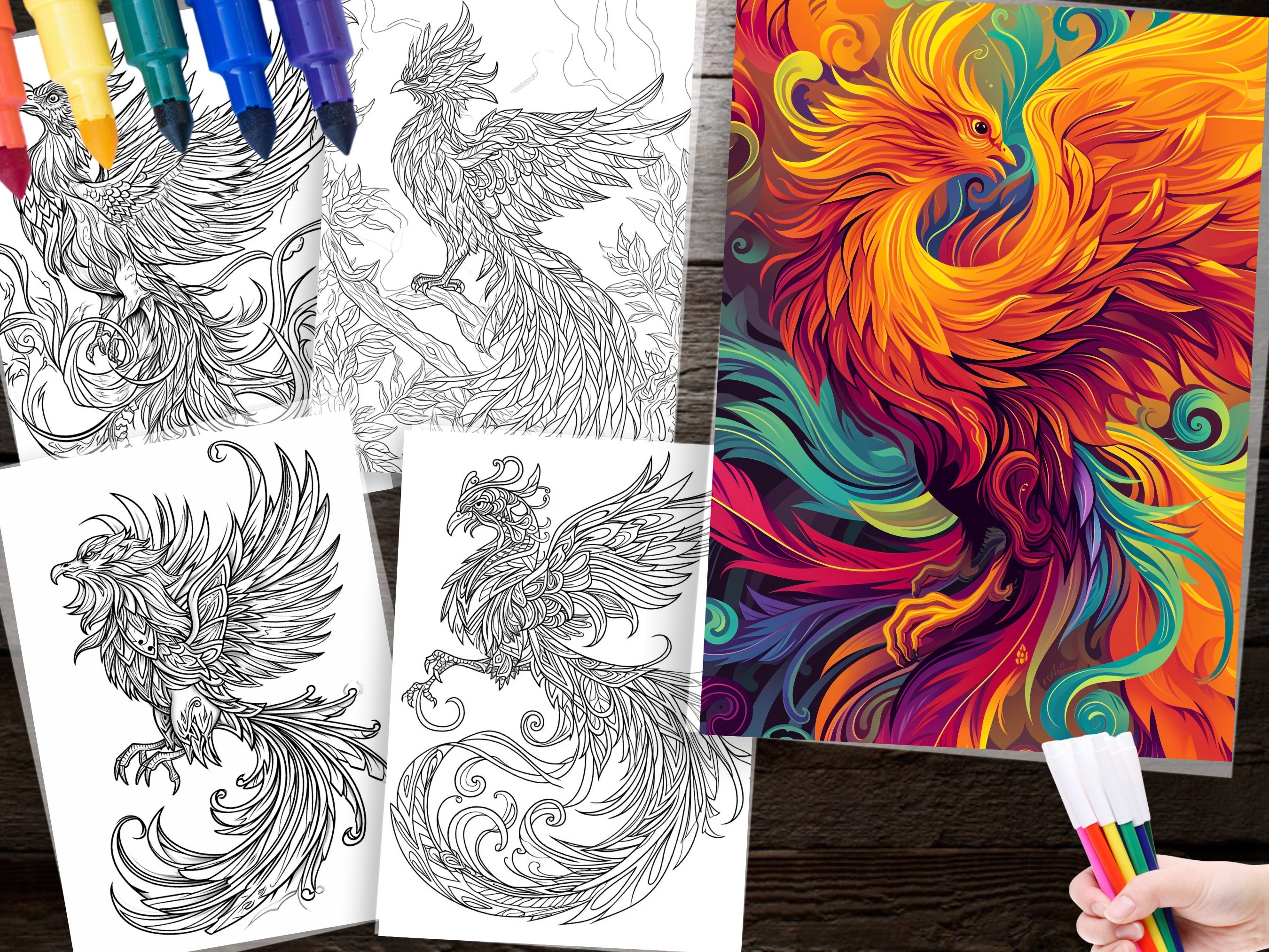 150 Phoenix Coloring Pages Designs for Relaxation and Creativity ...