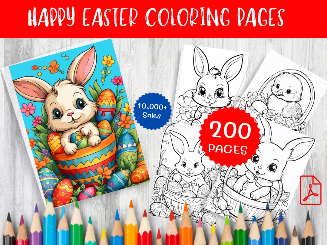 200 Happy Easter Coloring Pages for Kids and Adults - Printable PDF ...