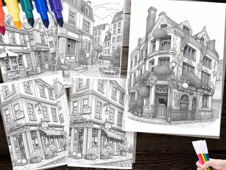 30 European Pubs Coloring Pages for Relaxation & Creativity Detailed ...