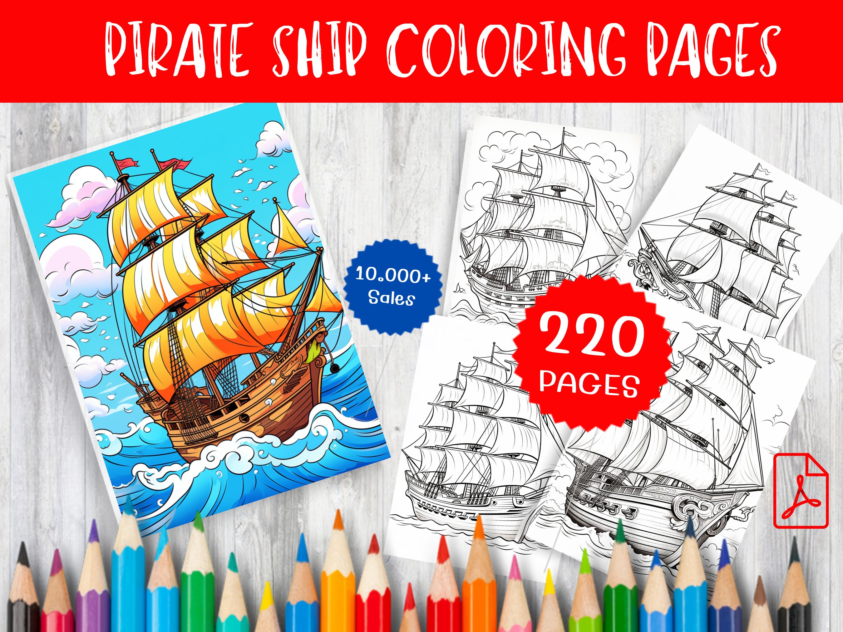 220 Pirate Ship Coloring Pages Fun and Detailed Designs for All Ages ...