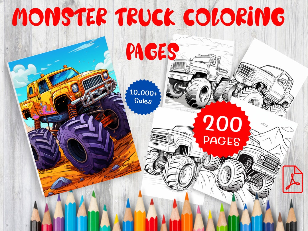 200 Monster Trucks Coloring Sheets, Children Sheets Activities for Kids ...