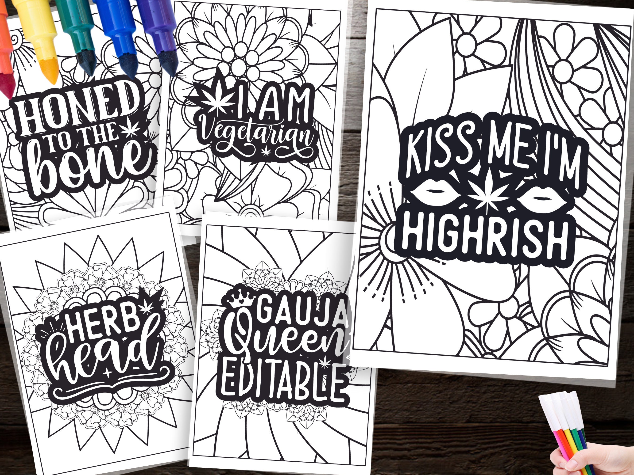 Funny Weed Quotes Coloring Pages - 100 Cannabis Art Designs (digital ...