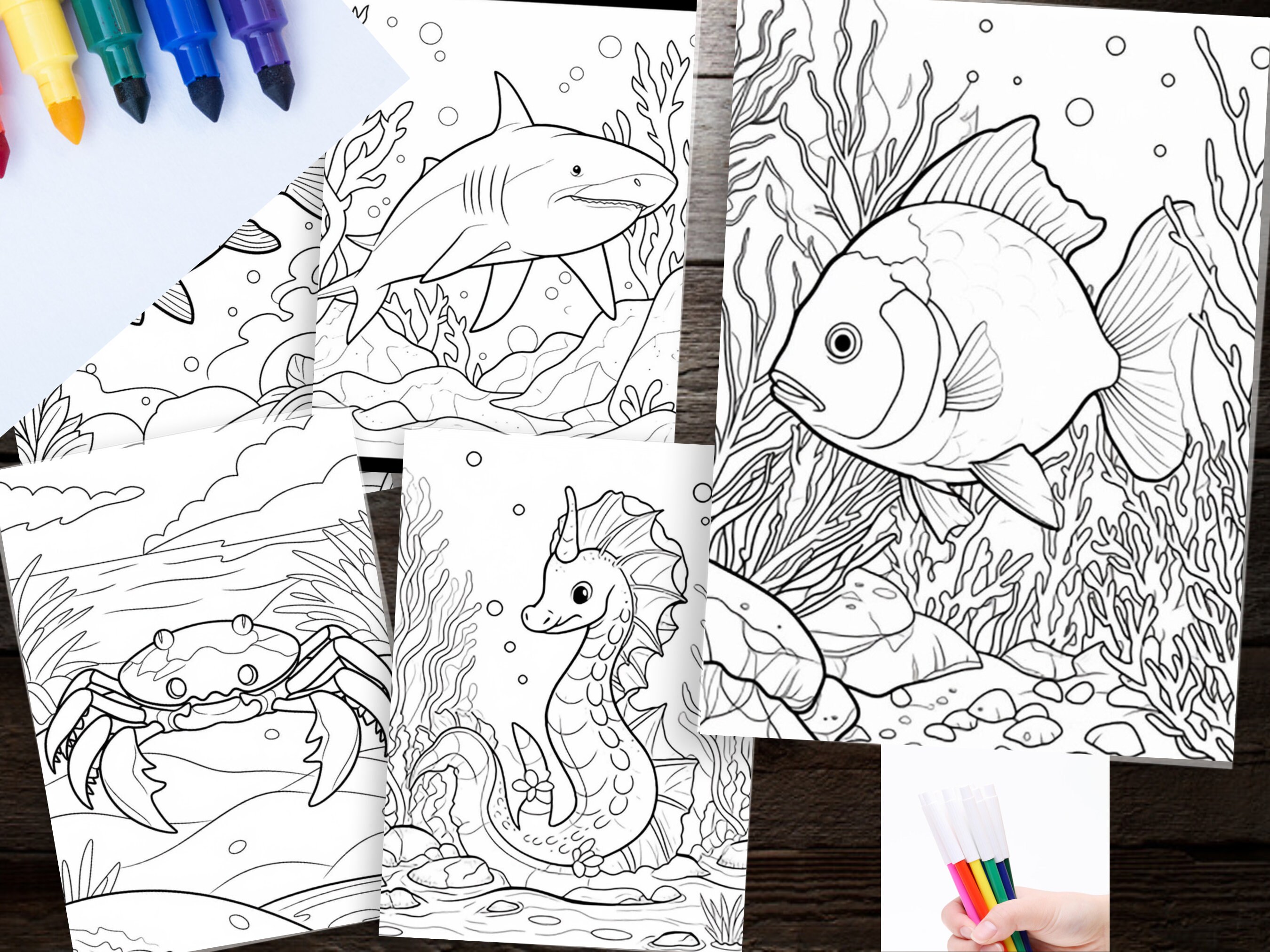 220 Sea Animals Coloring Pages for Kids and Adults Ocean Life Printable ...