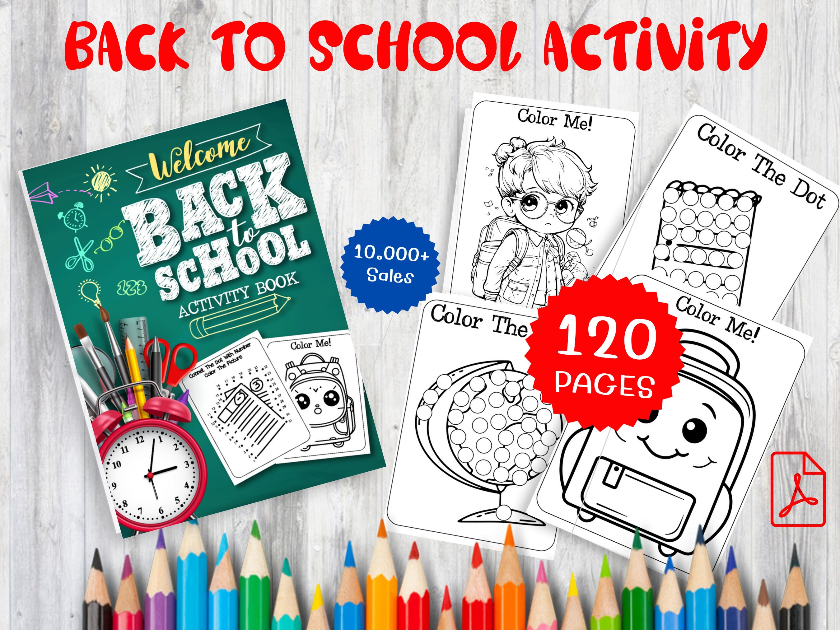 Back to School Coloring and Tracing Book for Kids - Pdf - Instant ...