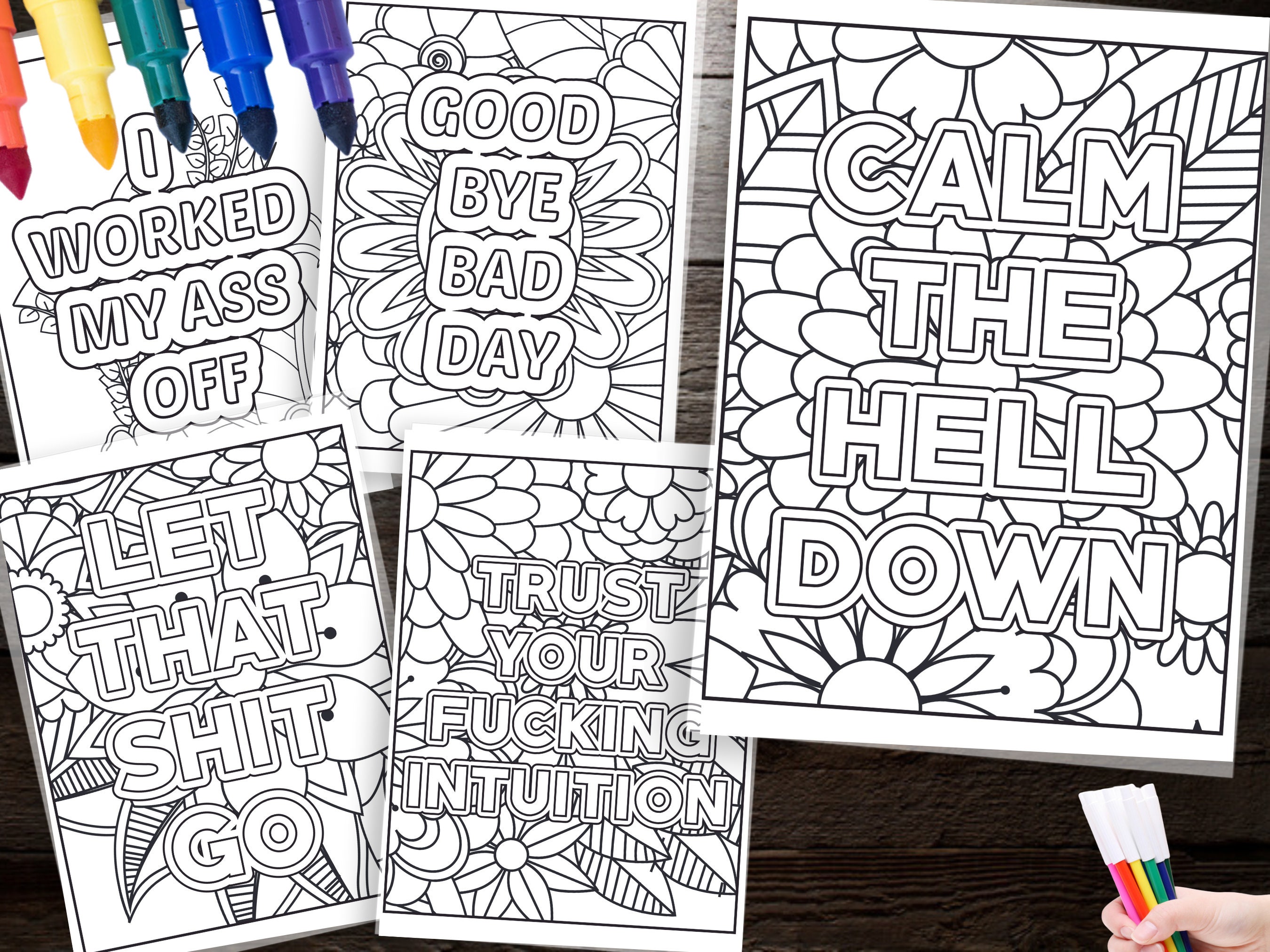 75 Stress Relief Swear Word Coloring Pages for Instant Calm, Mindful ...