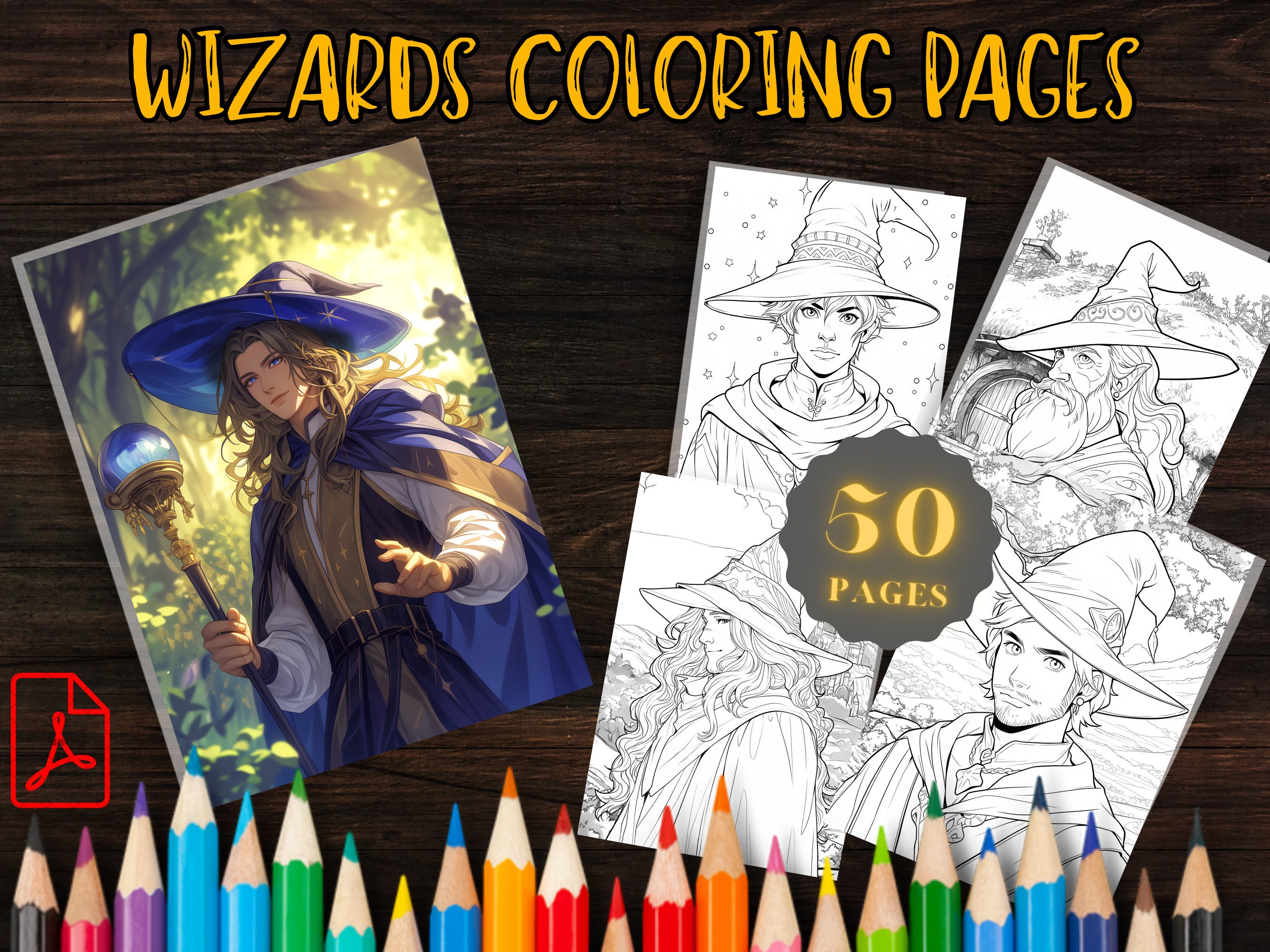 50 Wizards Enchanting Coloring Pages for Magical Moments Printable ...