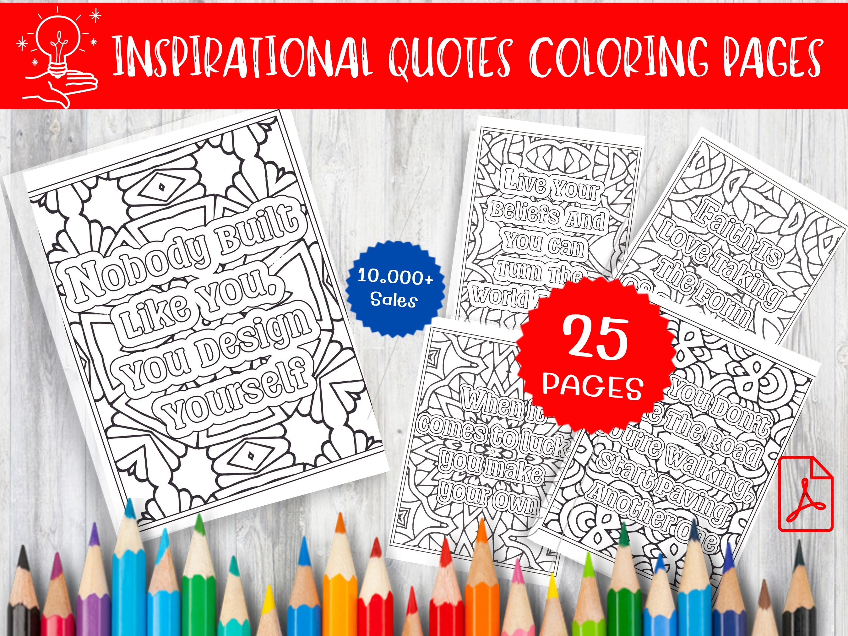 Inspirational Quotes Coloring Pages - Relaxing and Motivational Sayings ...