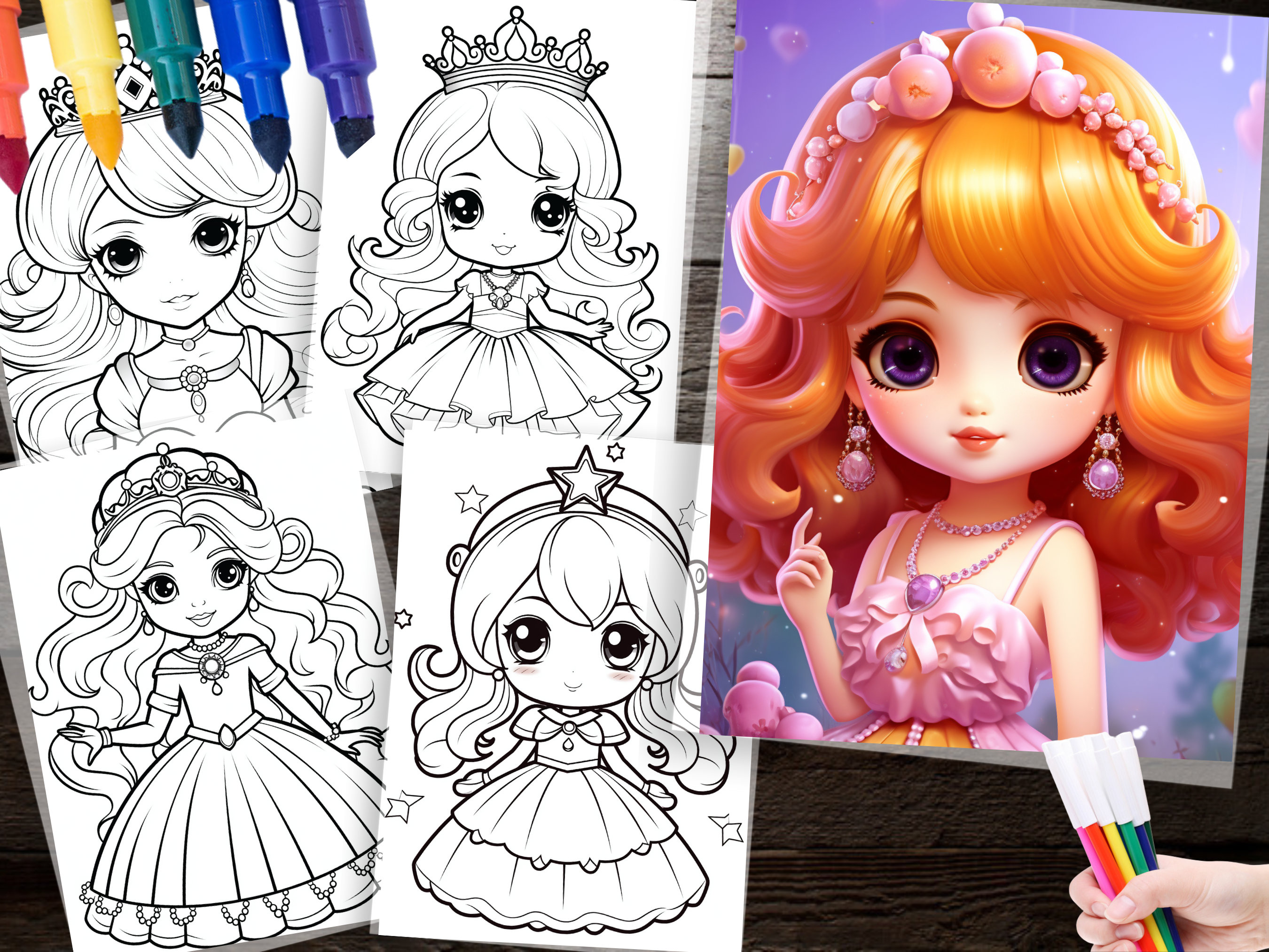 500 Cute Princess Coloring Pages for Creative Fun Instant Download ...