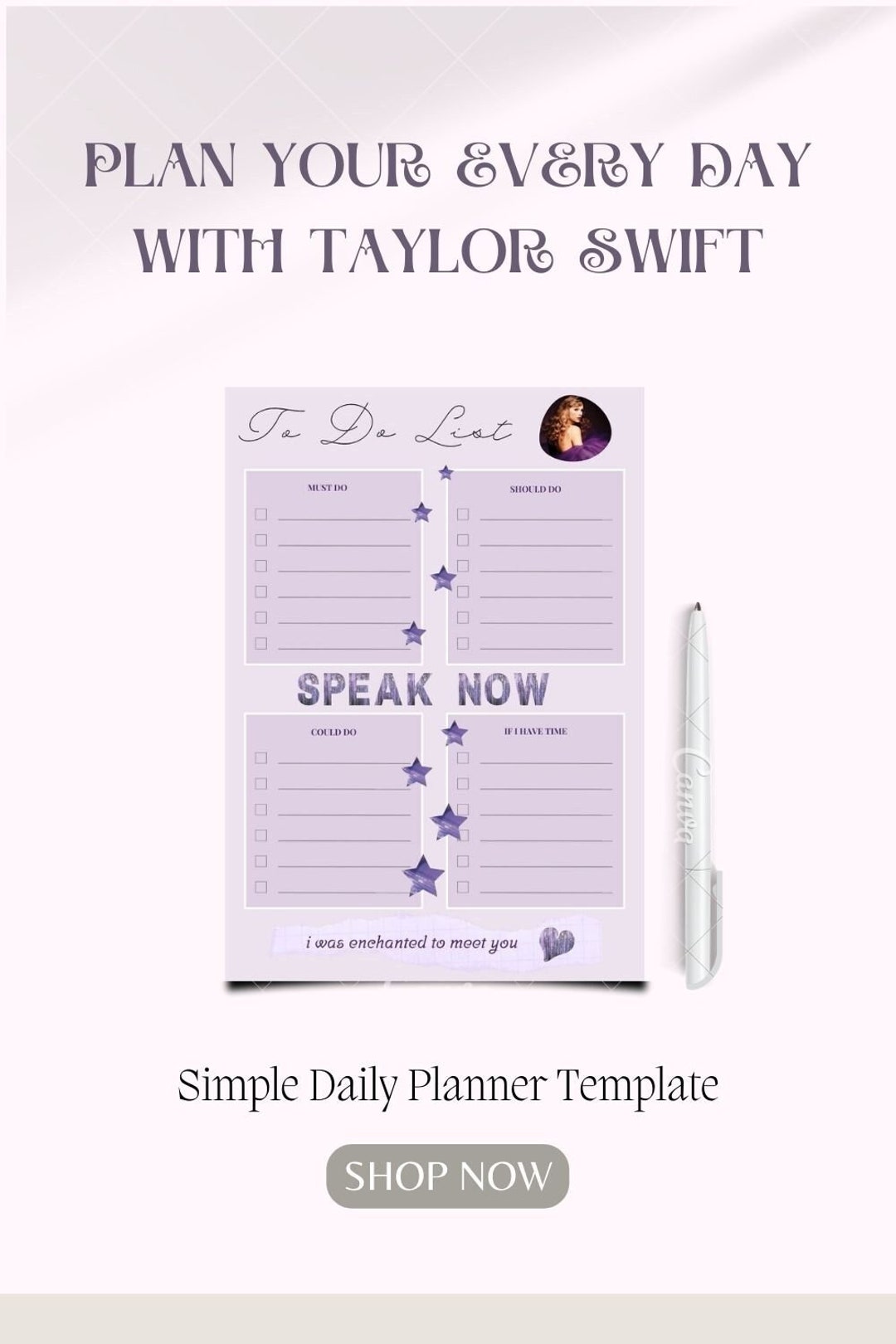 Taylor Swift Speak Now taylor's Version Daily to Do List printable ...