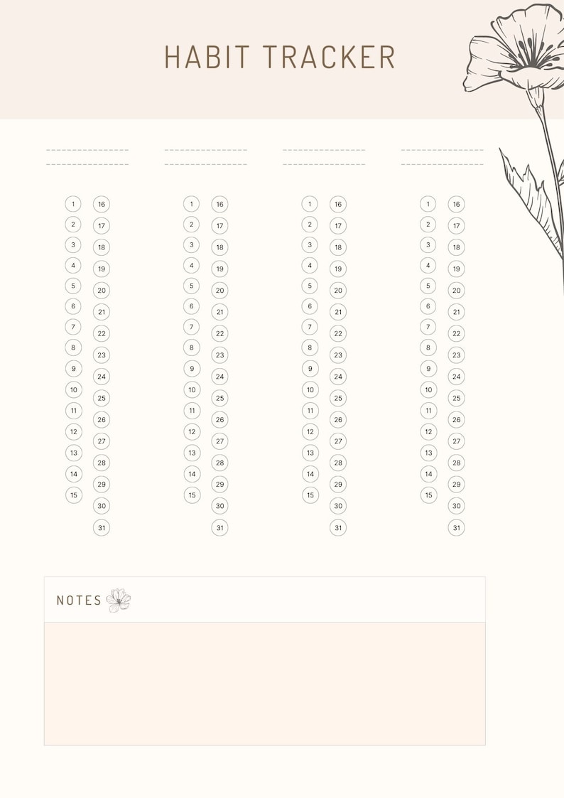 Minimalistic Daily Habit Tracker Monthly Habit Tracker - Etsy